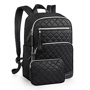 Mancro Laptop Backpack for Women, 14 Inch Laptop Backpacks for Travel, Work Casual Daypack Ladies Backpack Girls College Bookbag, 2pcs Sets, Black