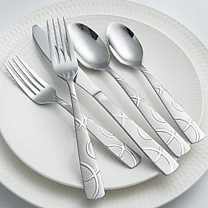 HIKAA 20PCS Silverware Set Service for 4,Premium Stainless Steel Cutlery Set, Mirror Polished Flatware Sets,Modern Kitchen Eating Utensils Set Include Spoons Forks Knives