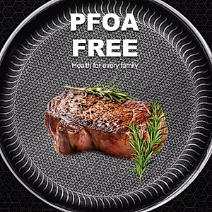 Cooksavor Hybrid Non Stick 12 inch Frying Pan with Lid, Stay-Cool Handle, PFOA-Free Cookware, Woks & Stir-fry Pans Nonstick, Dishwasher and Oven Safe