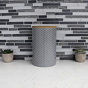Home Basics Large Honeycomb Design Kitchen Canister (Grey) Modern Canister Sets For Kitchen Counter | With Bamboo Lid | Perfect For Storing Dry Food, Baking Staples, Snacks, and More