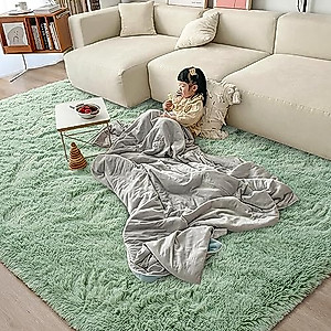 Jocovieh Soft Sage-Green Rugs for Bedroom, 5x7 Feet Fluffy Carpets, Indoor Modern Plush Area Rugs for Living Room Kids Girls Room, Non-Slip Shag Rug for Nursery Home Decor, Green