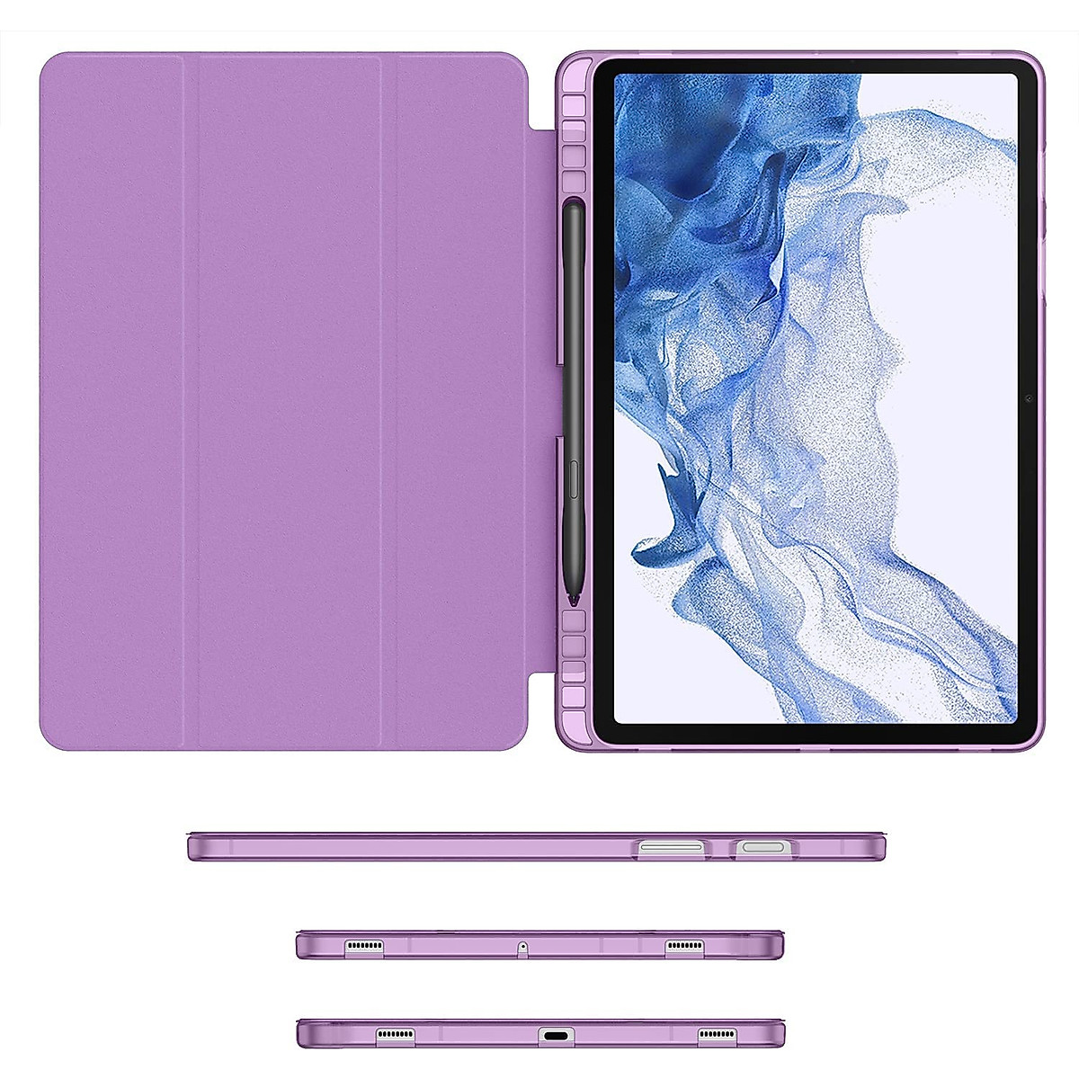 Soke Galaxy Tab S8+/S7 FE/S7 Plus 12.4 inch Case with S Pen Holder, Translucent Soft TPU Back Cover for Samsung Tab S8+ 2022/S7 FE 2021/S7 Plus 2020 [SM-X800/X806/T730/T736B/T970/T975],Violet