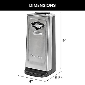 Kenmore Smooth Edge Electric Automatic Can Opener Extra-Tall Smooth-Touch Side-Cut Blade Easy Operation Opens Regular Pop-Top Cans Prevents Sharp Edges Silver Black