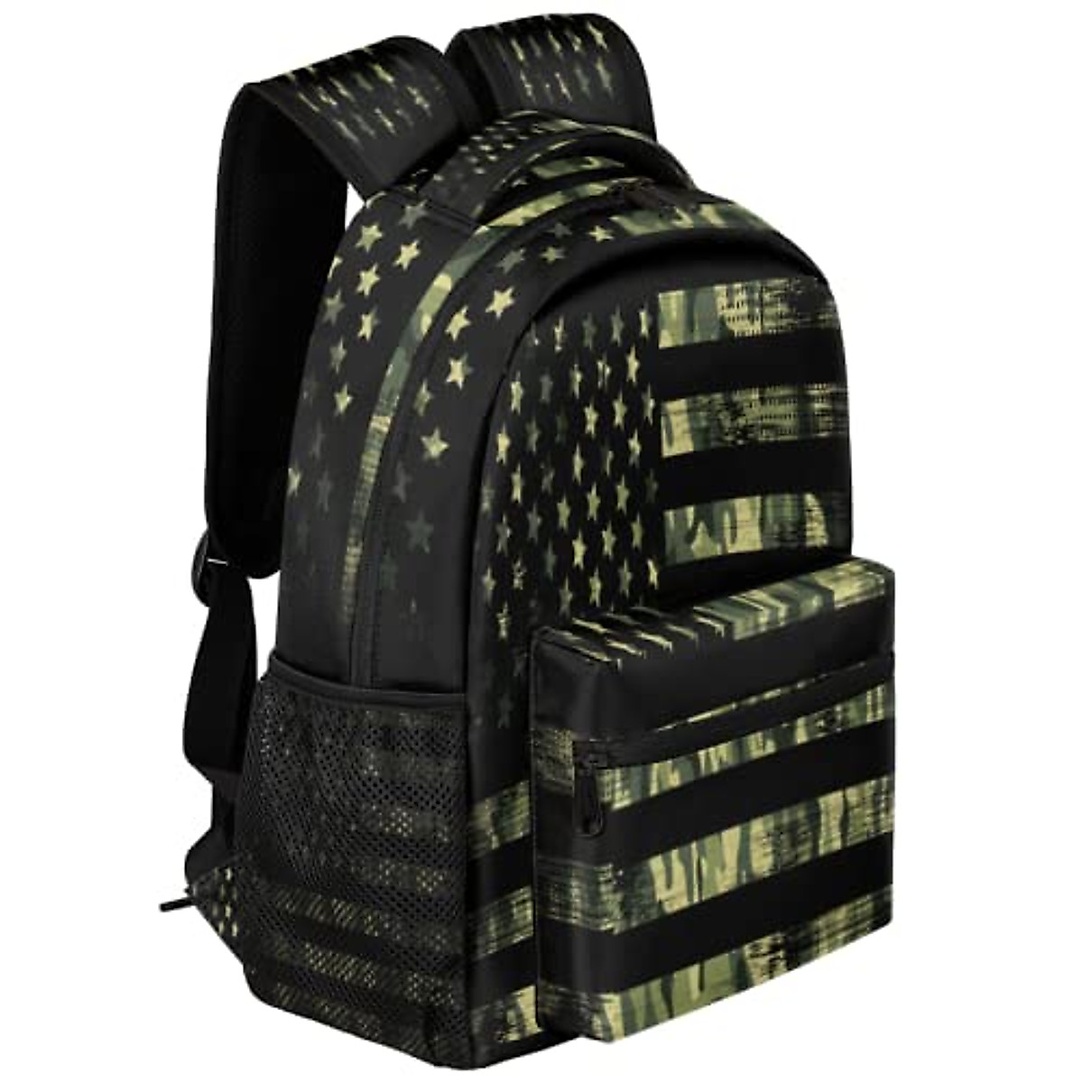 American Flag Camo Backpacks, Camouflage Laptop Backpack Water Resistant College School Bookbag Computer Bag Travel Hiking Camping Rucksack Daypack Shoulder Bag for Women Men Teenager Boys Girls
