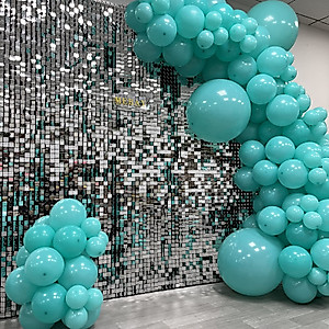 MEBAY 100 Pcs Teal Blue Balloons Different Sizes 18 12 10 5 Inch Party Balloon Garland Arch Kit for Birthday Wedding Baby Shower Graduation Halloween Anniversary Bride Party Decoration