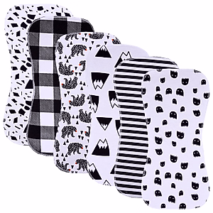 Gelisite 6 Pack Cotton Baby Burp Cloths Extra Absorbent Soft for Baby Boys and Girls Spit Up Cloth (Black)