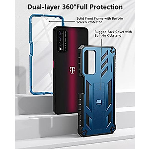 SOiOS for T-Mobile REVVL V Plus 5G Case: Built-in Screen Protector Kickstand Full Body Dual-Layer Protective Shockproof Heavy-Duty Military Grade Tough Rugged Phone Cover - Duck Blue