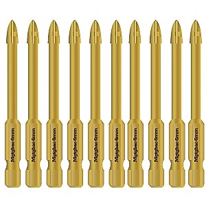 Mgtgbao Golden 10PC 6mm Masonry Drill Bits, Concrete Drill Bit Set for Tile,Brick, Plastic and Wood,Tungsten Carbide Tip Best for Wall Mirror and Ceramic Tile.