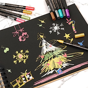 DAPAWIN Metallic Markers for Scrapbooking: 12 Scrapbook Markers, Scrapbook Metallic Pens for Black Paper, Rock, DIY Card Decorative, Wedding, Graduation Scrapbook Supplies, Dual Tips Scrapbooking Pens