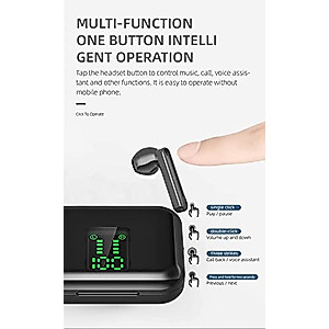 Acuvar Fully Wireless Bluetooth 5.0 Rechargeable iPX5 Water & Sweat Proof Earbud Headphones w Microphone, Touch Controls, Smart LCD Charging Case, Surround Stereo Bass and Noise Cancelling (Black)