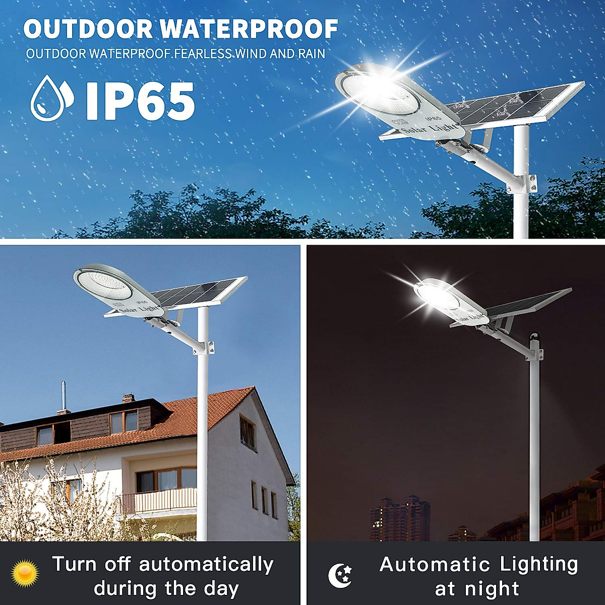 LMluluda 100W Solar Street Lights Outdoor 10000LM 6500K Solar Lights Outdoor of IP65 Waterproof, Dusk to Dawn Solar Security Lights, Solar Flood Light for Yard, Garden, Street, Patio, Front Door