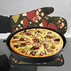 Vintage Mushroom Oven Mitts and Pot Holders Sets of 2, Non-Slip Cooking Hot Pads Washable Heat Resistant for Kitchen Microwave BBQ Baking Grilling