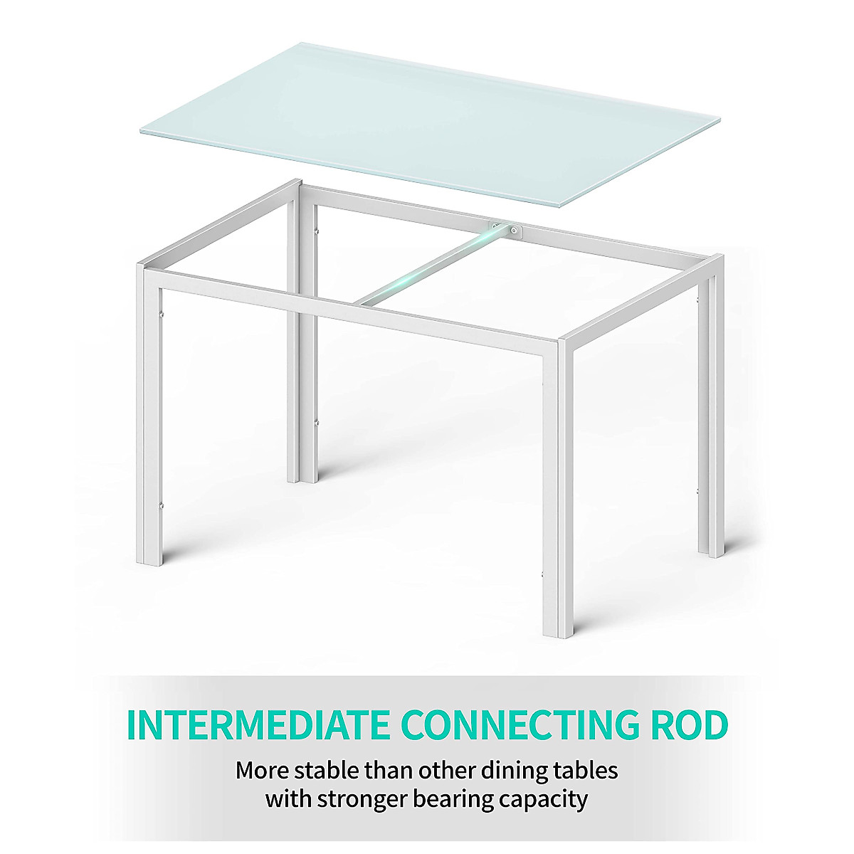 Gizoon Glass Dining Table Sets for 6, 7 Piece Kitchen Table and Chairs Set for 6 Person, PU Leather Modern Dining Room Sets for Home, Kitchen, Living Room