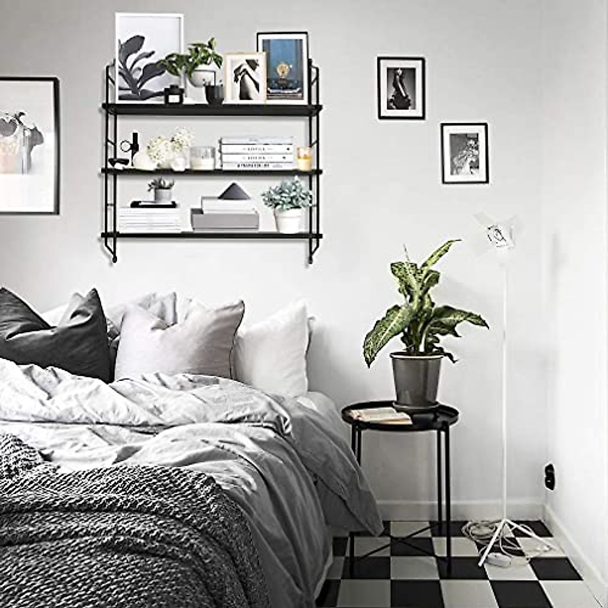 BOLUO Black Wall Shelf Bathroom Shelves - Bedroom Kitchen Living Room Modern Book Shelf Floating Shelves 24 inch (610-B)