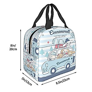 BAMUTECH Insulated Lunch Box Lunch Bags - Portable & Spacious Reusable Adults Tote Bag For Women,Men,Boys,Girls, Blue, 8.5in x 8in x 5in
