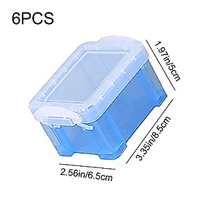 QianDanS 6 Pack Mini Storage Boxes Plastic Storage Box Organiser Boxes with Lid Small Storage Bin Boxes for Storing Paper Clips Staples Beads Earrings Rings