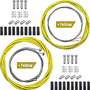 Universal Bicycle Transmission Line Bicycle Shift Derailleur Cable and Brake Cable Kit for Bicycle Mountain Road Bike Repair (Yellow)