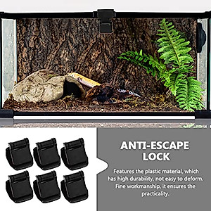VILLCASE 6pcs Reptile Terrarium Covers Screen Clips, Anti- Escape Reptile Plastic Terrarium Buckle for Aquariums, 5.00X3.00X2.50cm/1.97X1.18X0.98in