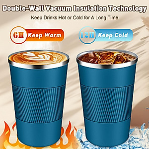 Coffee Travel Mug 12oz & 17oz, Insulated Coffee Mug with Lid, Leakproof Coffee Thermos, Coffee Tumbler for Hot&Cold Drinks, Stainless Steel Reusable Thermal Cup for Men Women