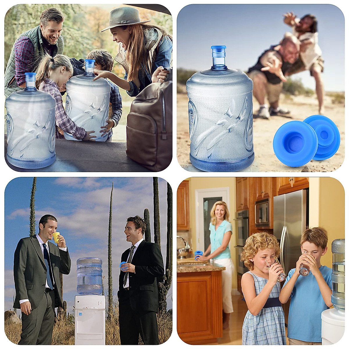 5 Gallon Water Jug Bottle Cap, Reusable Replacement Cap, Silicone Non-Spill, Fits 55mm Mouth- 7 Pack