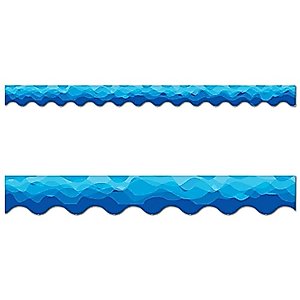 CTP Waves of Blue Wavy EZ Border for Classroom Bulletin Board Border for Classroom (Creative Teaching Press 10573), 48 ft per Package