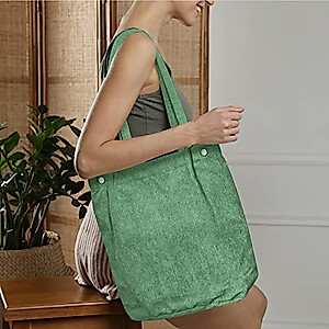 Sweetude 3 Pcs Corduroy Tote Bag for Women Girl Makeup Bag Aesthetic Tote Bag Corduroy Bag Cute Cosmetic Bag for Shopping (Grass Green)