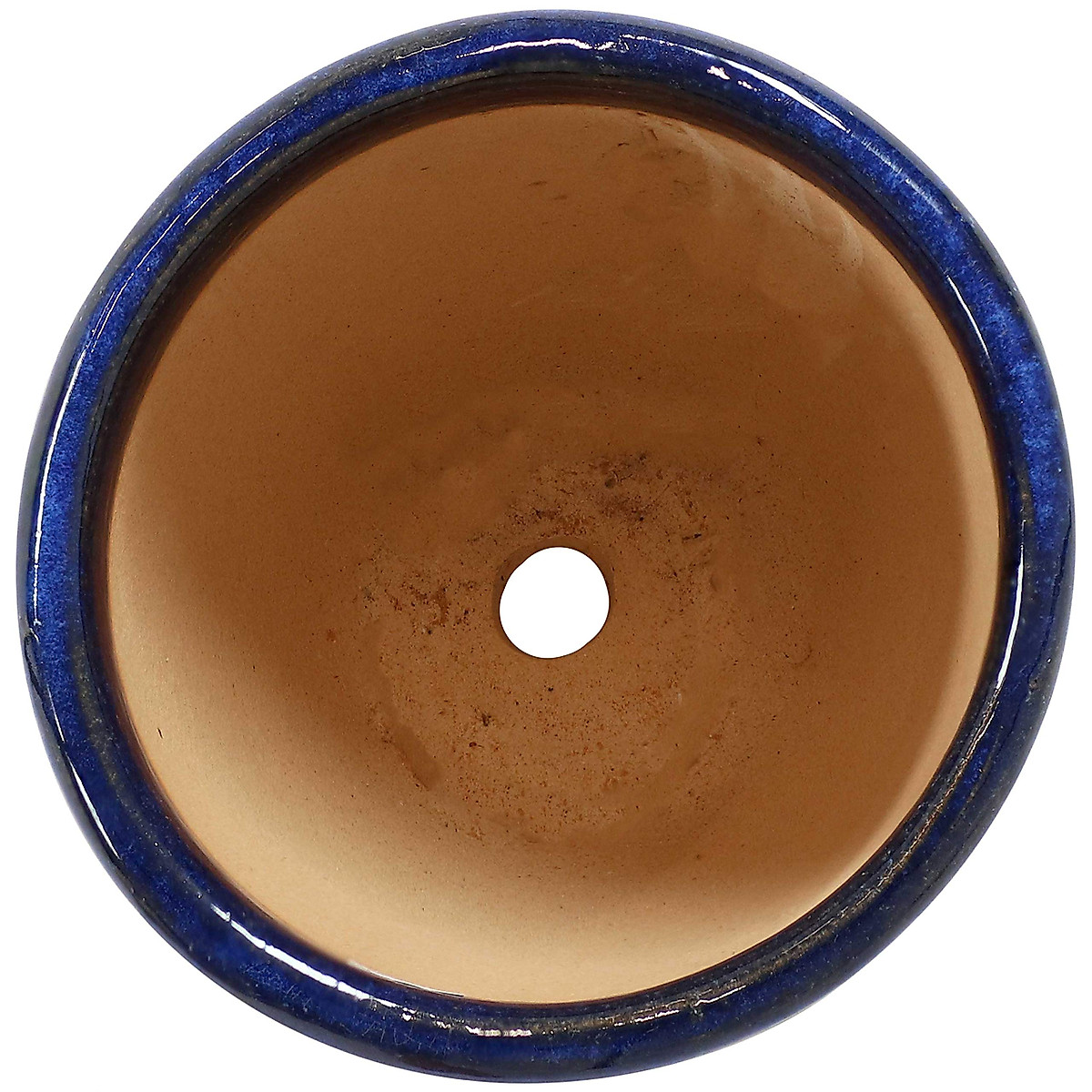 Sunnydaze Round Ceramic Planter - Set of 2 Indoor or Outdoor Plant Pots with Drainage Hole - 8" - Imperial Blue Glaze - Resort