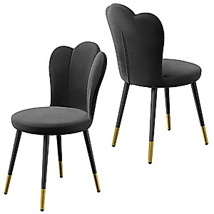 Cozy Castle Kitchen & Dining Room Chairs, Upholstered Dining Chairs, Velvet Kitchen Chairs Set of 2, Charcoal Black