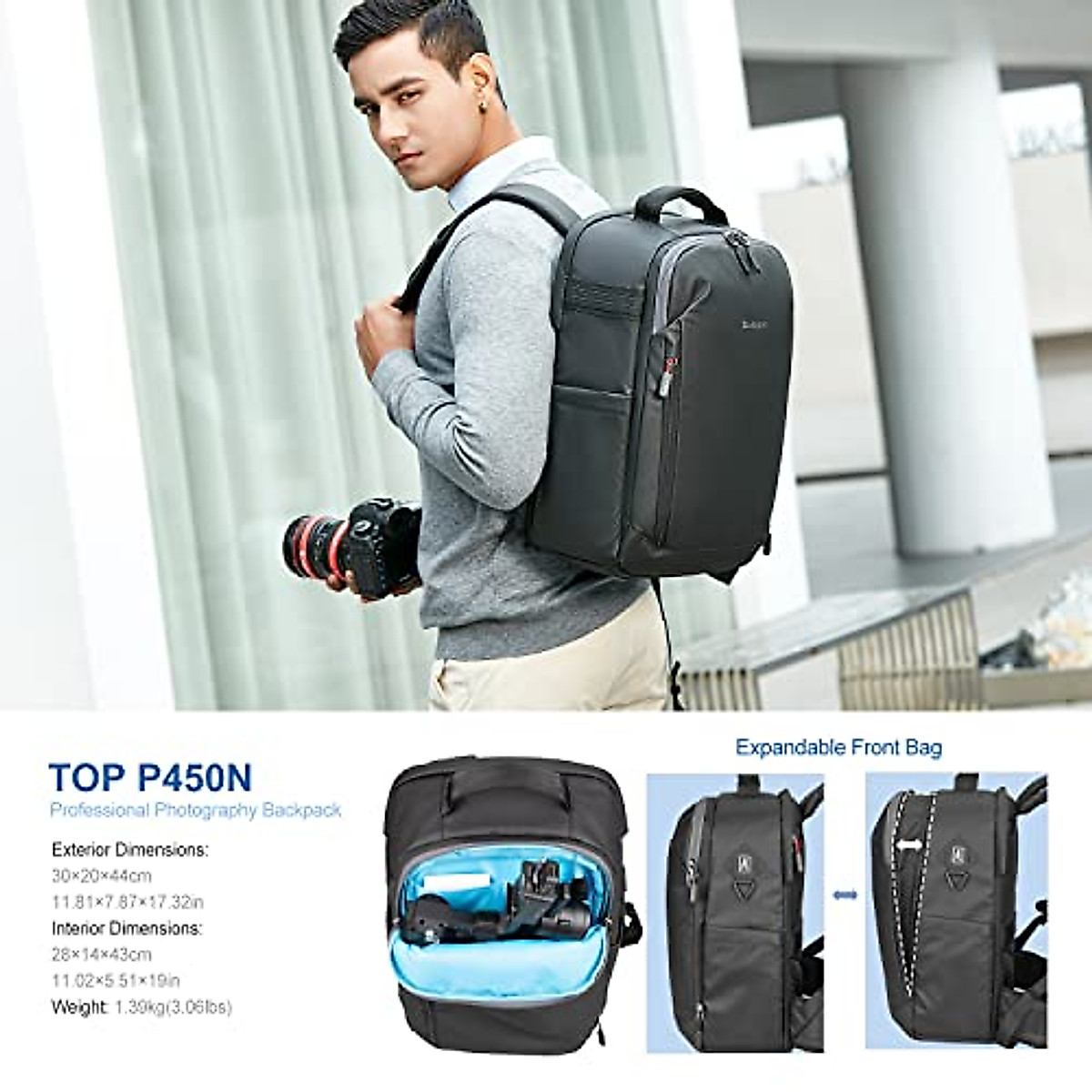 Dulepro Camera Backpack, Photography DSLR Backpack Case Waterproof Camera Bag Backpack with 15-16 inch Laptop & 11" Tablet Compartment Rain Cover for DSLR/SLR/Mirrorless/Drone