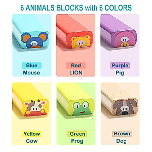 TOP BRIGHT Colored Wooden Stacking Games for Kids Toddler Building Blocks Fine Motor Skills Toy - 51 Pieces with Cards