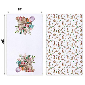 Watercolor Easter Bunny Kitchen Dish Towel 18 x 28 Inch, Spring Summer Flamingo Rabbit Tea Towels Dish Cloth for Cooking Baking Set of 2