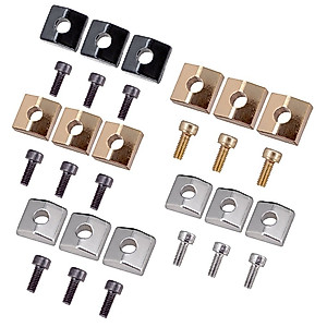 3 Pieces Locking Nut Block and Screws Guitar Cap Suitable for Tremolo Bridge Replacement Part (Black)