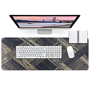 11.8x31.5 Inches Large Gaming Mouse Pad Mat with Stitched Edge Non-Slip Rubber Base Washable Resilient for Office Computers Laptop Table Mouse Pads Mats Accessory (Wood-Brain, X-Large)