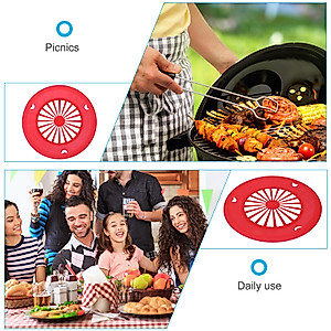 DOITOOL 10pcs Grill Plate Round Bbq Paper Plate Trays Disposable Plates Holder Bbq Plate Tray Floral Paper Plates Snack Platter Colorful Plates Picnic Plate Tray Thing Plastic Food Travel