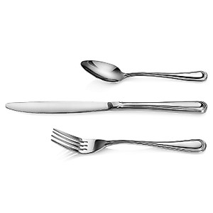 New Star Foodservice 58864 Slimline Pattern, 18/0 Stainless Steel, 36-Piece Flatware Set