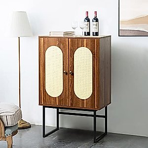 Tidyard 2-Door Accent Cabinet with Interior Shelves and Black Metal Base Sideboard for Living Room Dining Room Kitchen Bedroom Home Furniture