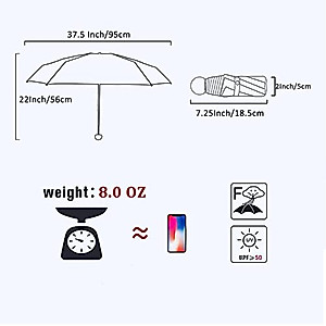 BAODINI Travel Mini Umbrella for Purse With Case-Small Compact UV Umbrella Protection Sun-Lightweight Tiny Pocket Umbrella with Case for Women, Girls