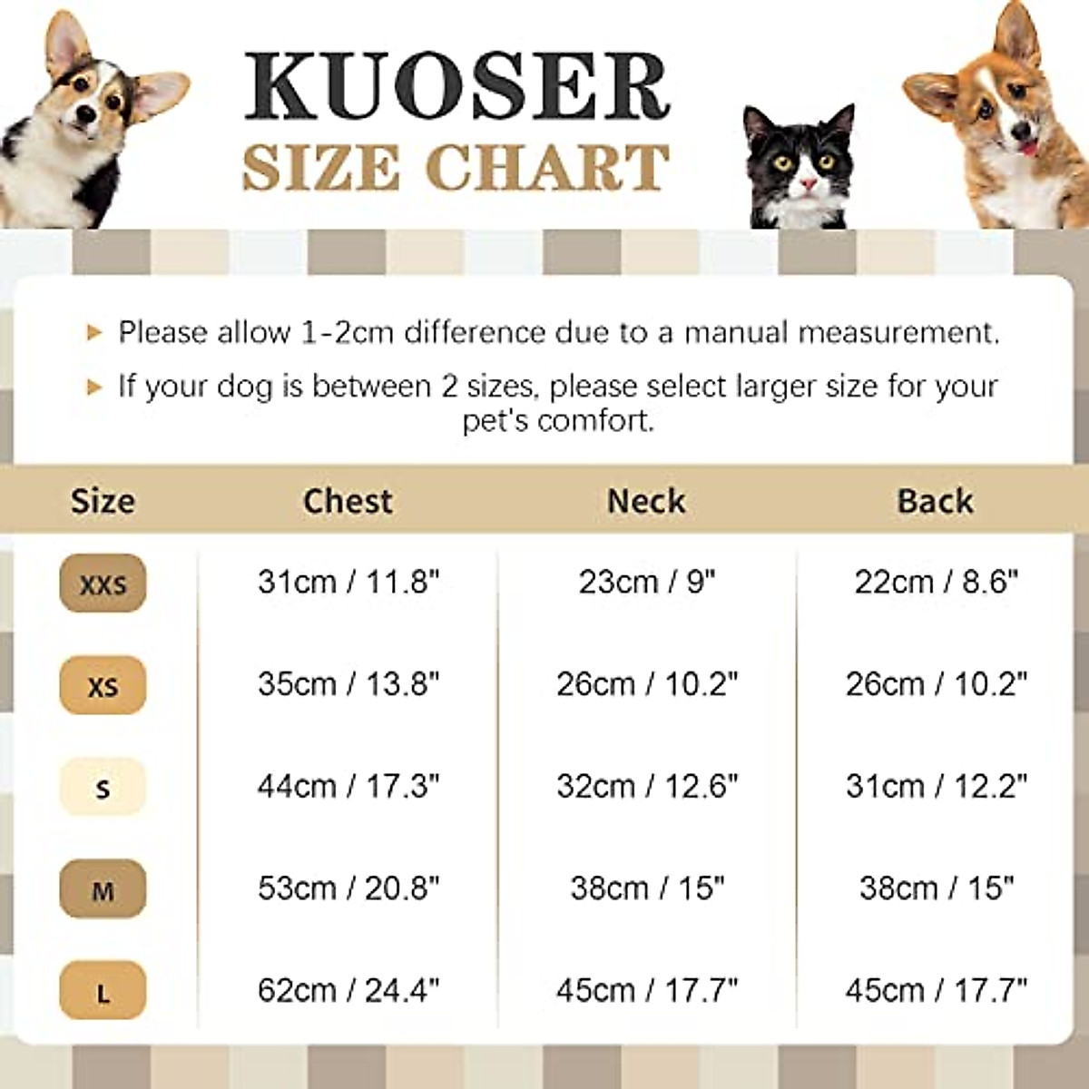 Kuoser Thermal Dog Coat Puppy Fleece Winter Clothes, Dogs Hoodie Pet Warm Pullover Jackets with Leash Hole, Doggie Soft Pajamas Cat Apparel, XXS - L