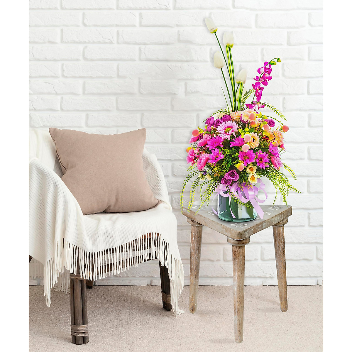 Crocon Plant Stand, Modern Table, Wood Stool for Plant, Plant Table, Indoor Plant Stand, Tall Plant Holder for Flower Pots, Small End Table, Coffee Table Home Décor Wood Stool, 13.5 x 12.5 Inch