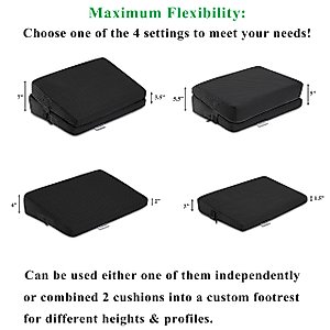 InteVision 4-in-1 Footrest for Added Height - Premium Foam Foot Cushion Works Great for Under Desk or bar - Will not Slide on Any Surface
