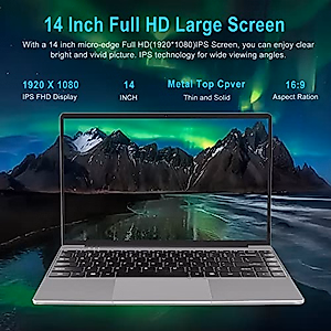 Ruzava 14" Laptop 6GB RAM 64GB Storage Support 1TB SSD Expansion Traditional Laptops Windows 10 2.4G+5G WiFi Bluetooth 4.2 USB HDMI 1920x1080 FHD WOZIFAN with Wireless Mouse for Work Study - Gray