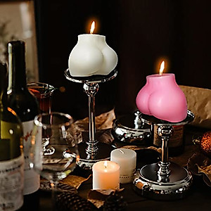 2PCS Soy Wax Cute Body Candle Decorative Cool Shaped Candles White Pink Butt Candle for Home Scented Trendy Room Desk Wall Floating Shelf Aesthetic Decor Candle Modern Candle