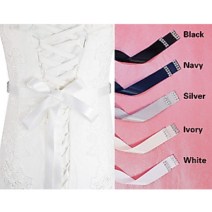 Lovful Handmade Bridal Belt, Rhinestone Wedding Dress Belts, Ribbon Crystal Sash for Women,White