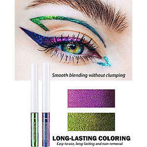 Chameleon Glitter Eyeliner Liquid - 1Pcs Green Metallic High-Pigmented Colored Makeup Glitter Pen for Eye Liner Eyeshadow, Smudge-proof, Ultra-Fine Tip Multichrome Eyeliner, Gift for Women Girl- 02#
