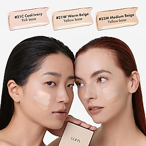 LUNA 50-Hours Conceal Fixing Cushion Foundation SPF 37 (#23 Medium Beige), Refill Included, Semi-Matte Finish, Full Coverage Korean Makeup