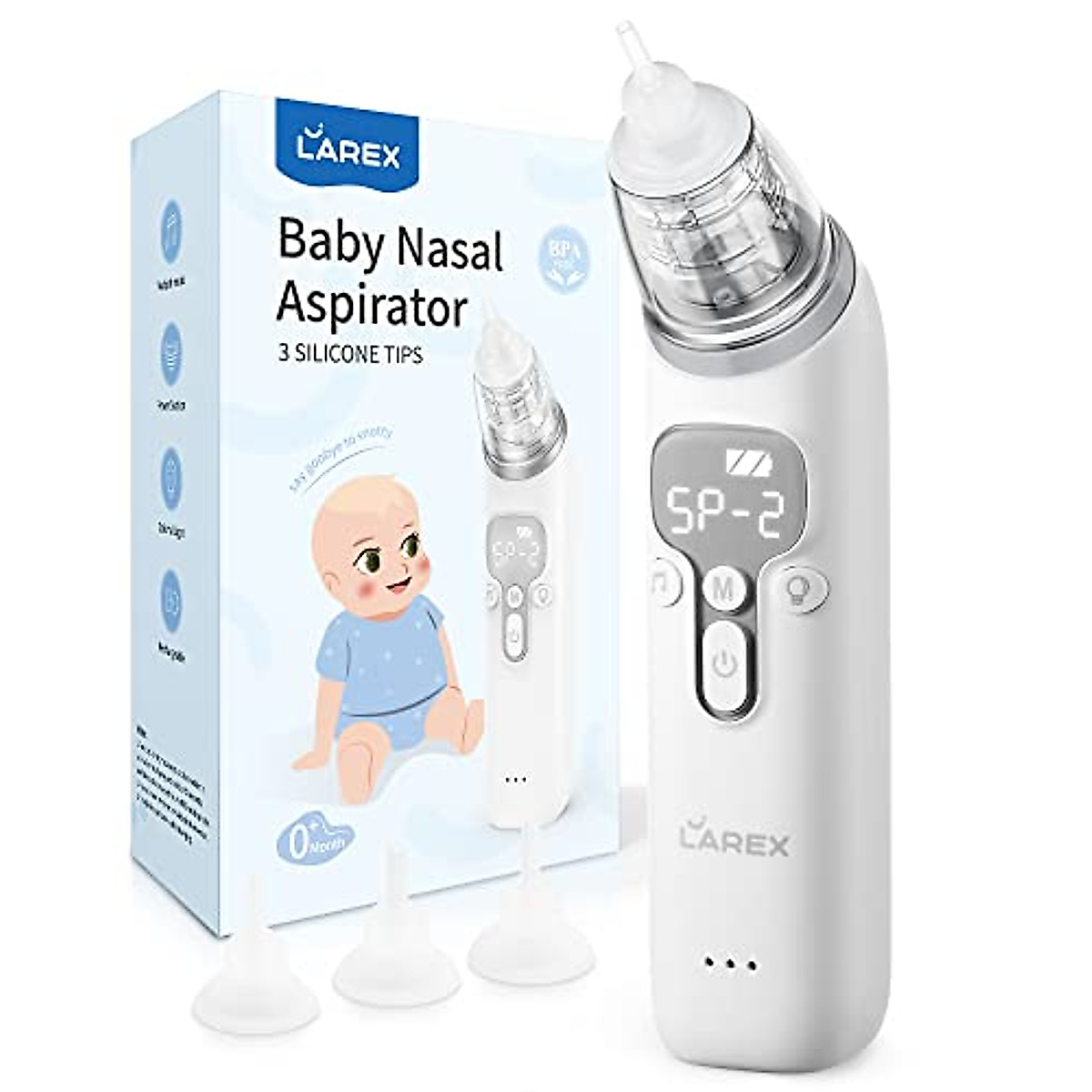 Baby Nose Sucker,Nasal Aspirator for Baby,Nasal Aspirator for Toddler,Electric Baby Nose Suction-Rechargable,3 Levels Power Suction,Music and Light Soothing Function