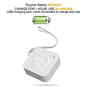Portable Sound Machine, Wlitqukk 50 Hours Long Lasting White Noise Machine for Sleeping Baby & Adults, USB Rechargeable Sleep Therapy with 9 Soothing Sounds for Home, Travel and Office