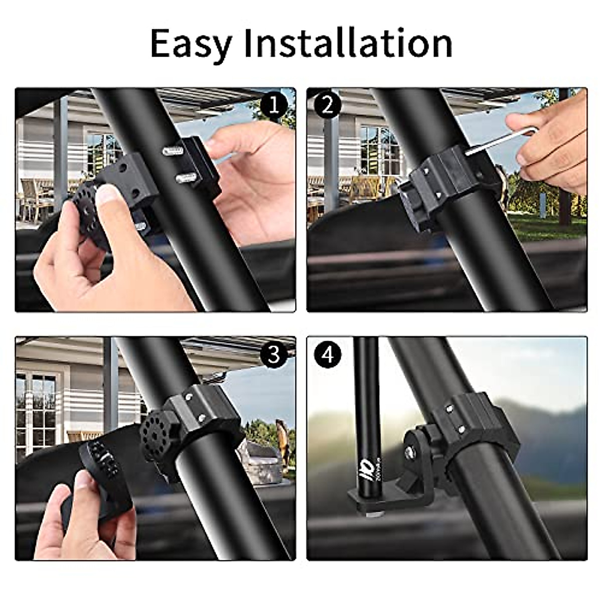 UTV Whip Mount, 2 pcs UTV Light Flag Mounts - Solid Heavy Duty Whip Light Mounting Bracket for Off-Road, Aluminium Alloy - 360° Rotating Flag Hole - Fits Perfect on 1.75" to 2" Roll Cage of UTV SXS