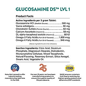 NaturVet Glucosamine DS Level 1 Maintenance Care Hip & Joint Support Pet Supplement for Dogs & Cats –Glucosamine, Chondroitin, Antioxidants –Supports Cartilage, Joint Function – 150 Ct.