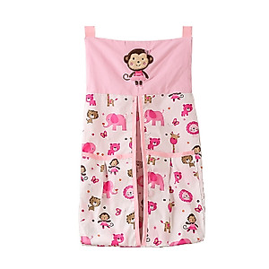 Embroidery Crib Diaper Stacker Pink Birds/Grey Stripe Sports/ Brown Sports/ Beige Crocodile/ Blue Whale Arrow/ Green Elephant/ Pink Monkey Elephant Giraffe Crib Diaper Hanging Bag (Pink Animal)